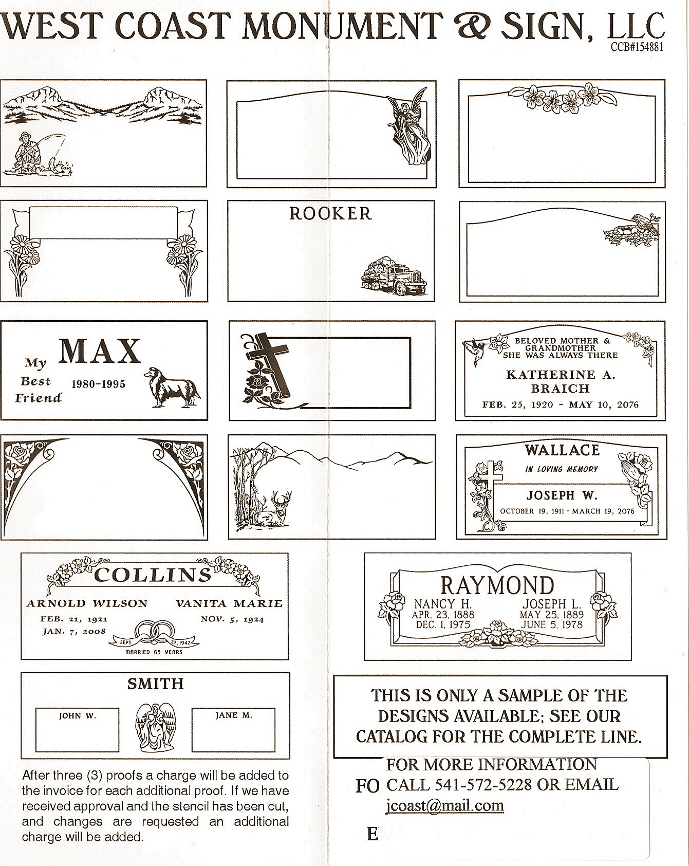 Memorials | West Coast Monument CCB #154861